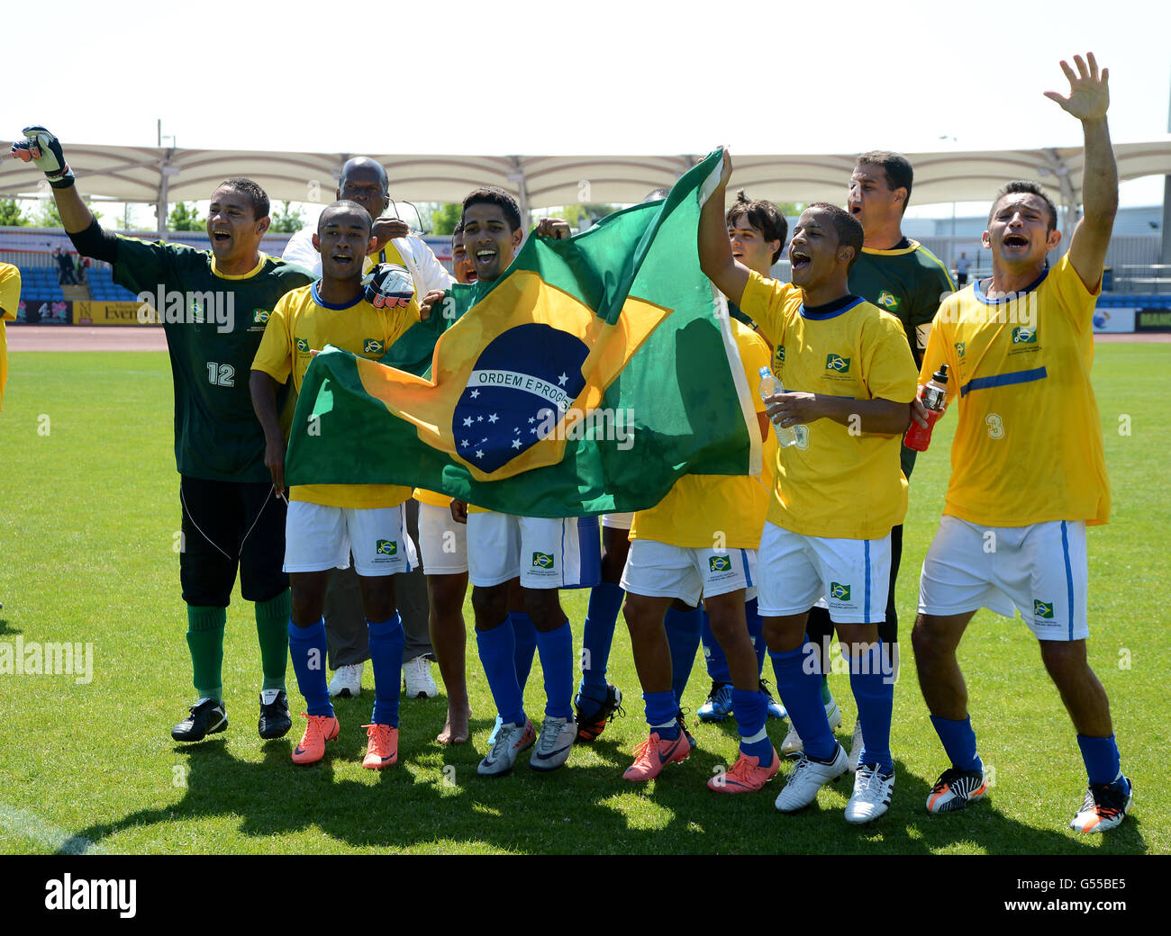 Brazil celebrate winning the Football 7-a-side tournament during day ...