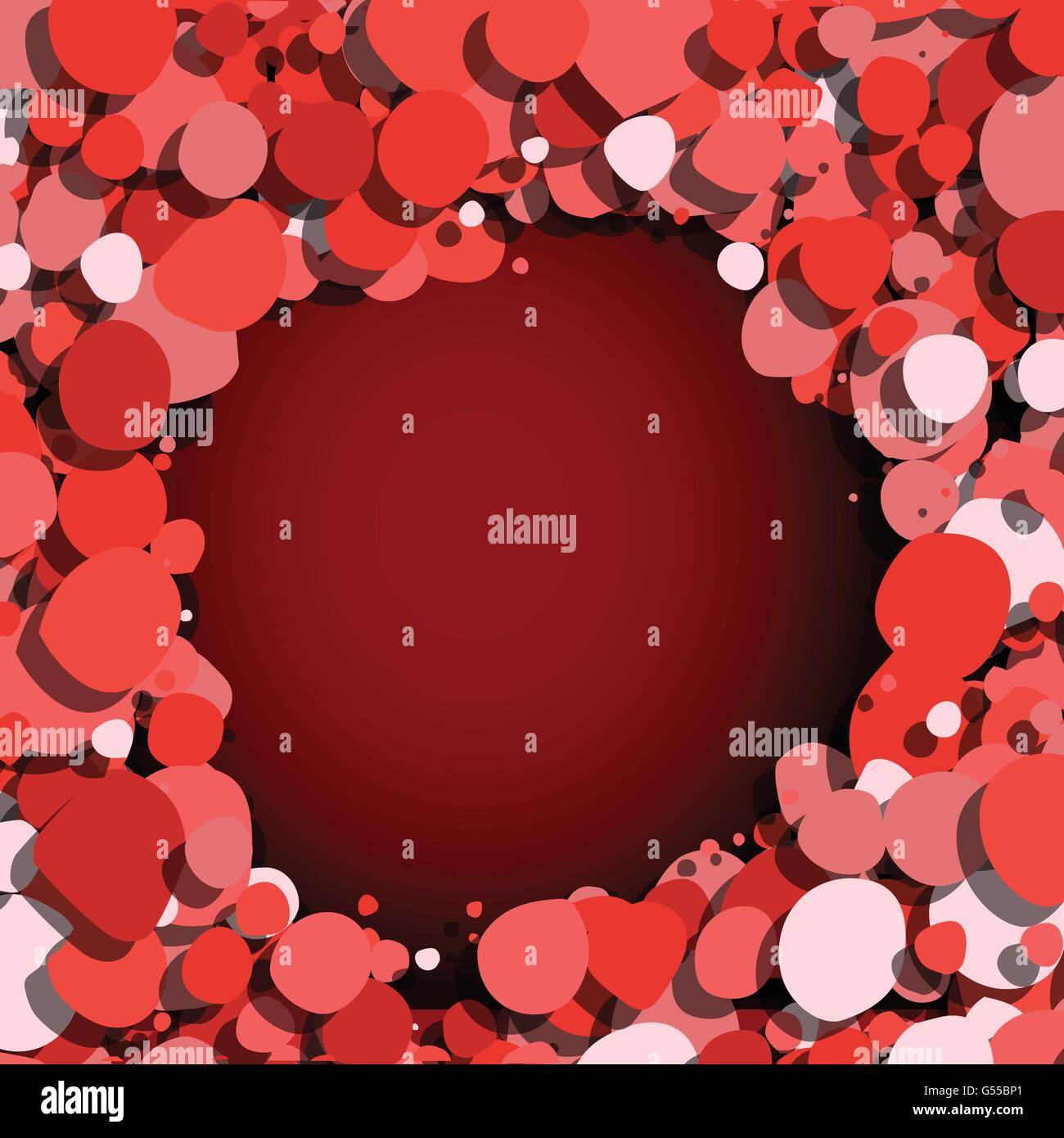 red bubbles dark abstract background with copy-space for text in center ...
