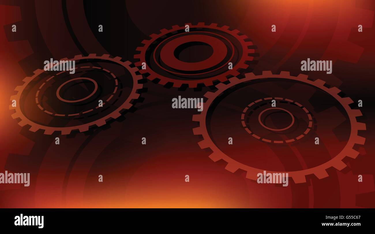 dark orange and red colors abstract gears technical vector background ...