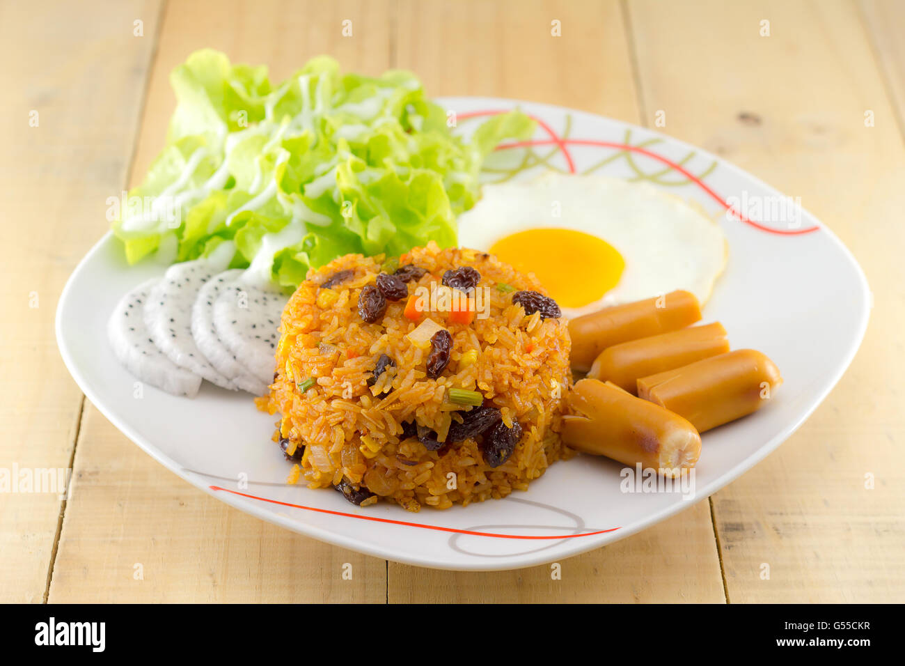 American style breakfast set, fried rice with egg Stock Photo - Alamy