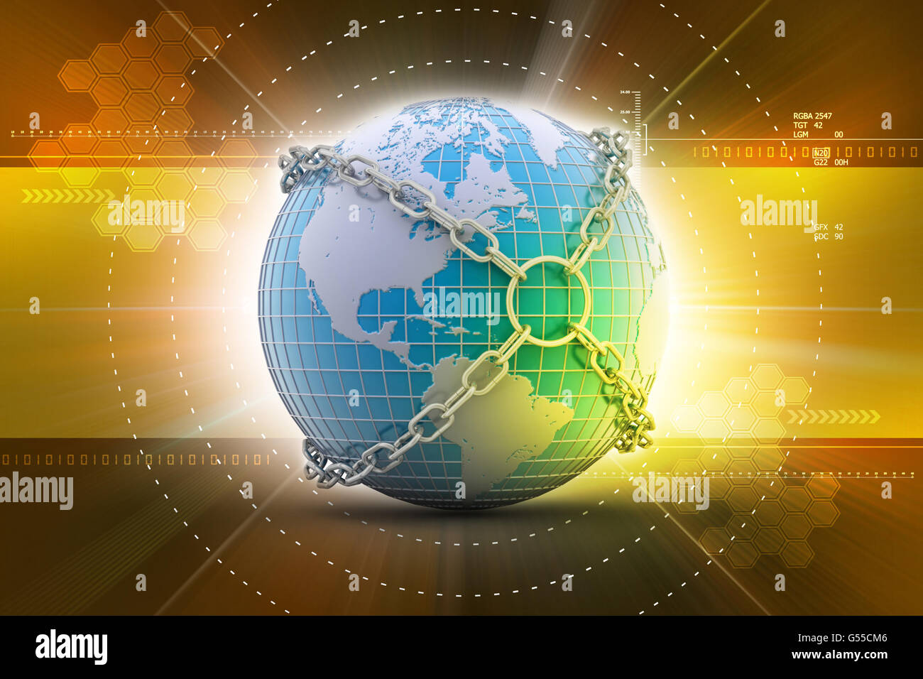 Earth globe close in chain Stock Photo - Alamy