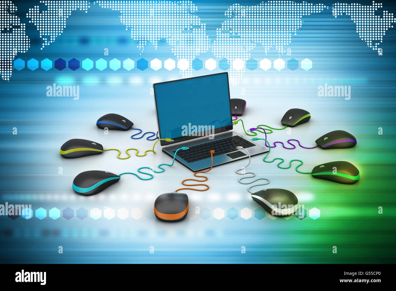 laptop computer around with mouse Stock Photo - Alamy