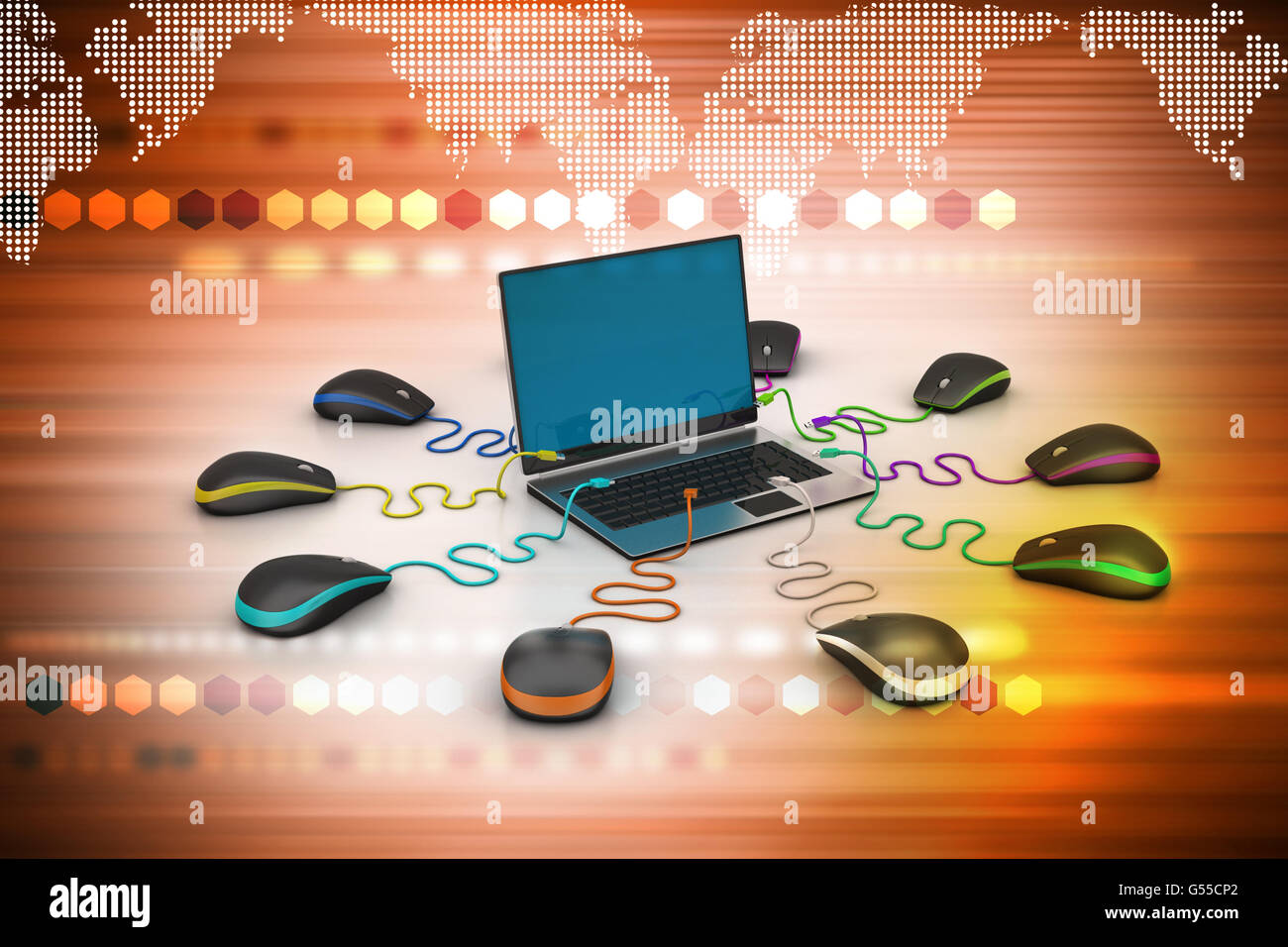 laptop computer around with mouse Stock Photo - Alamy