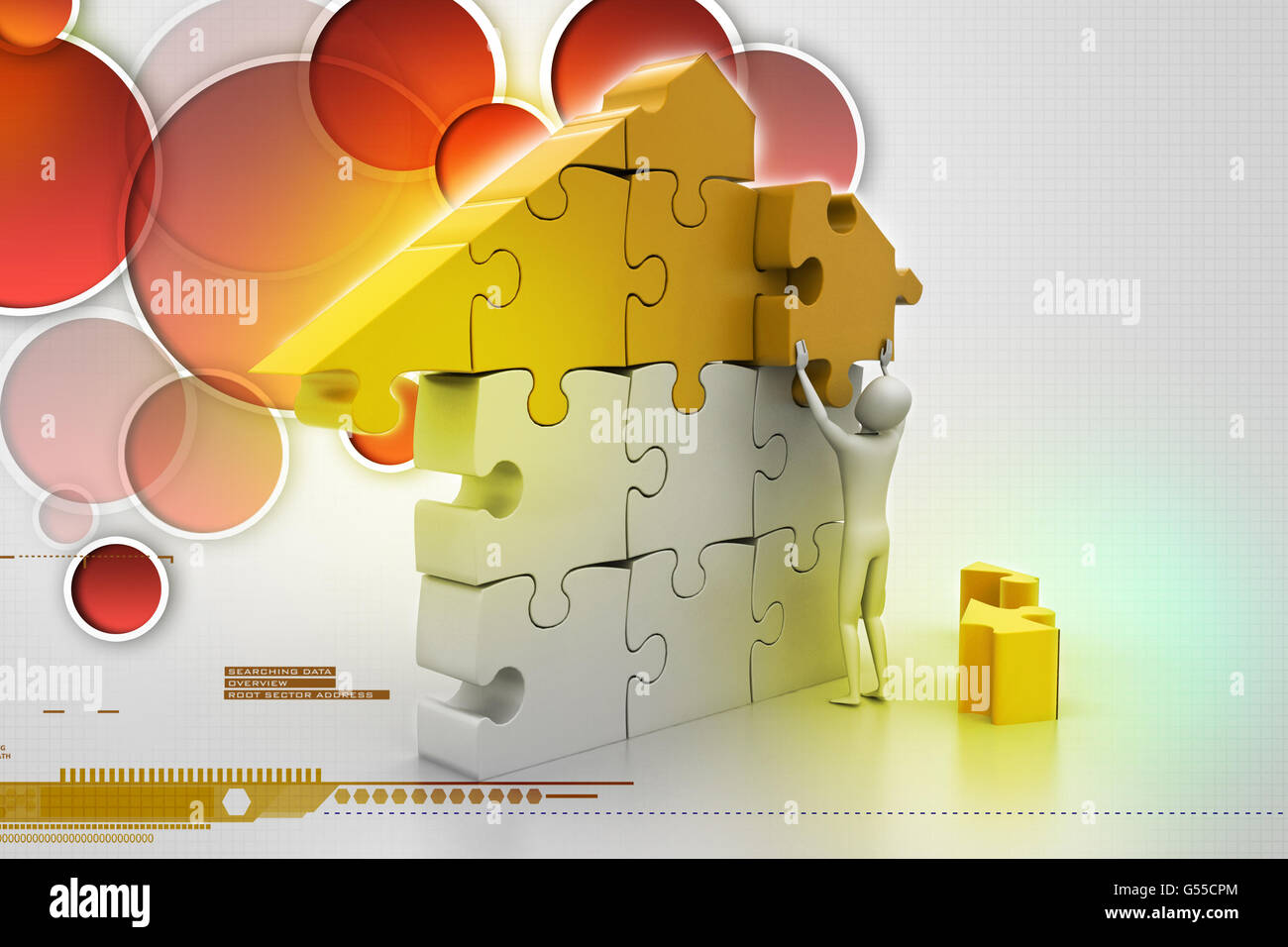 3d man, building the house Stock Photo - Alamy