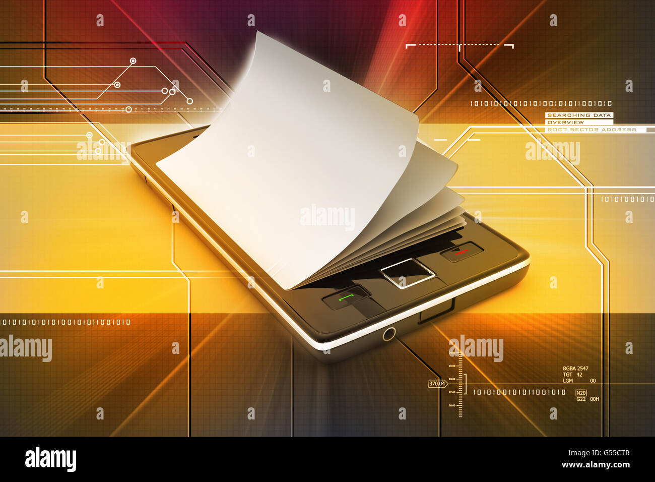 A smart phone in the paper Stock Photo - Alamy