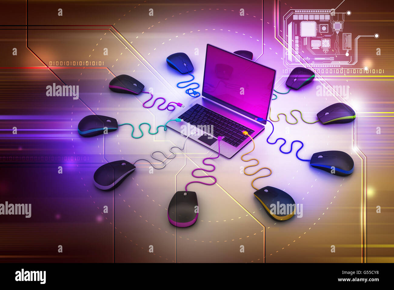 laptop computer around with mouse Stock Photo - Alamy