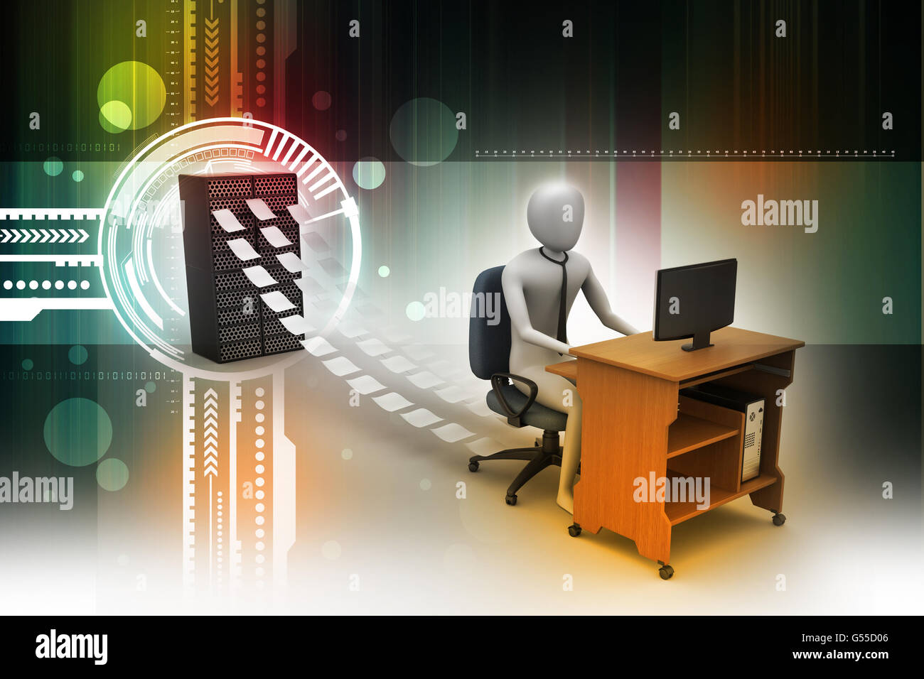 3d clerk working in the office Stock Photo - Alamy