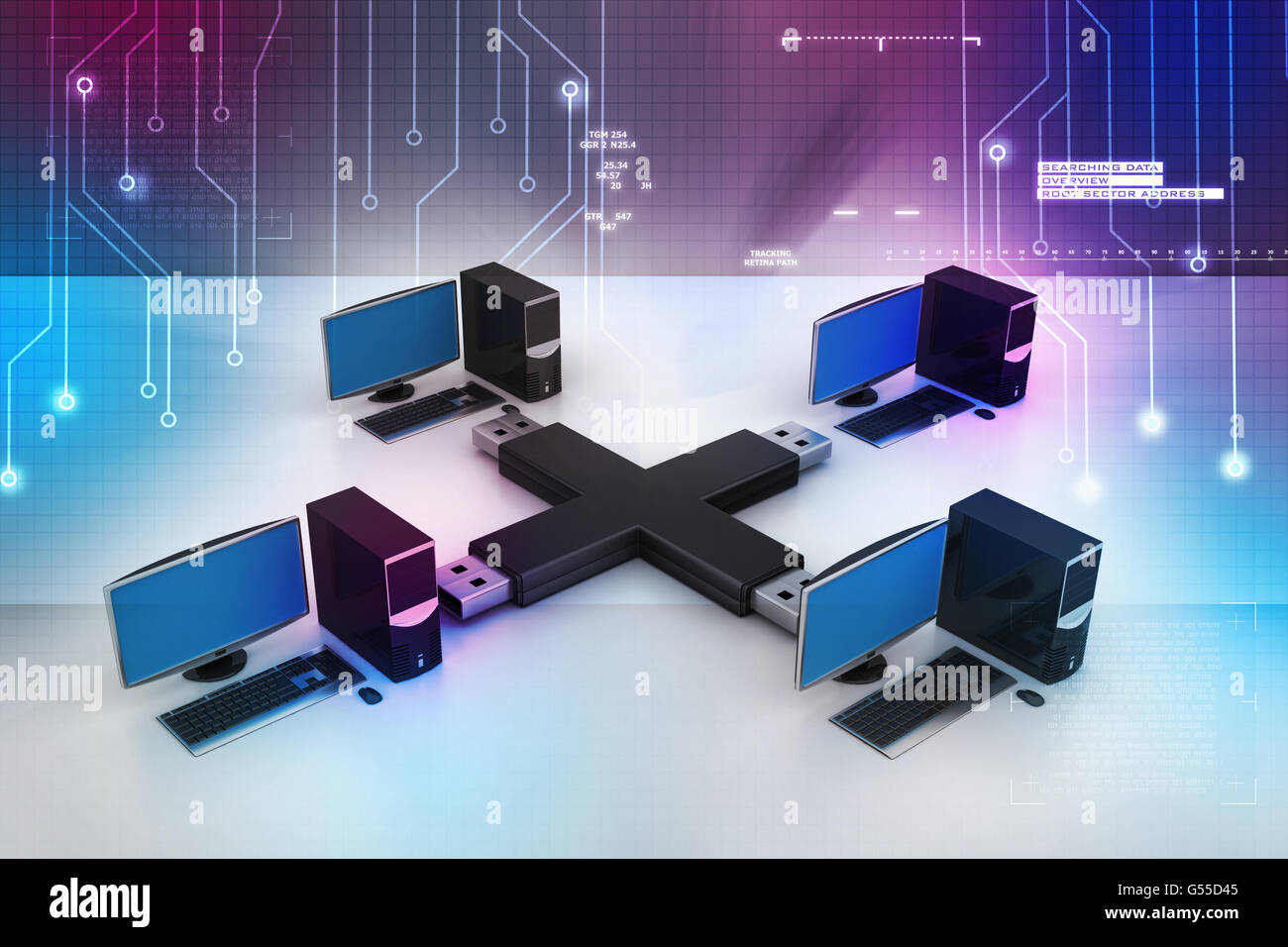 Usb with computer net work Stock Photo - Alamy