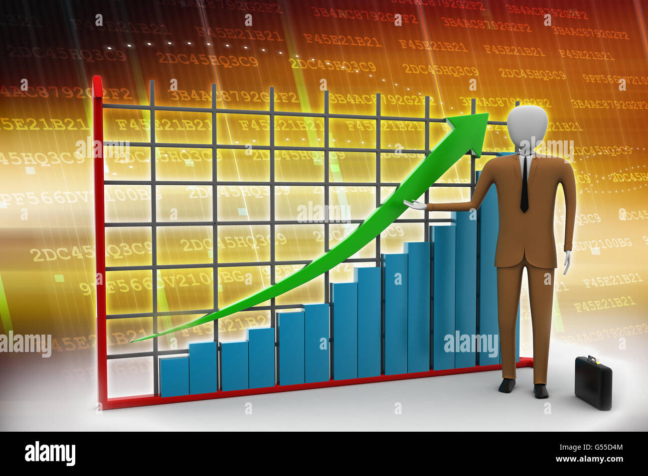 business man standing near a financial graph Stock Photo - Alamy