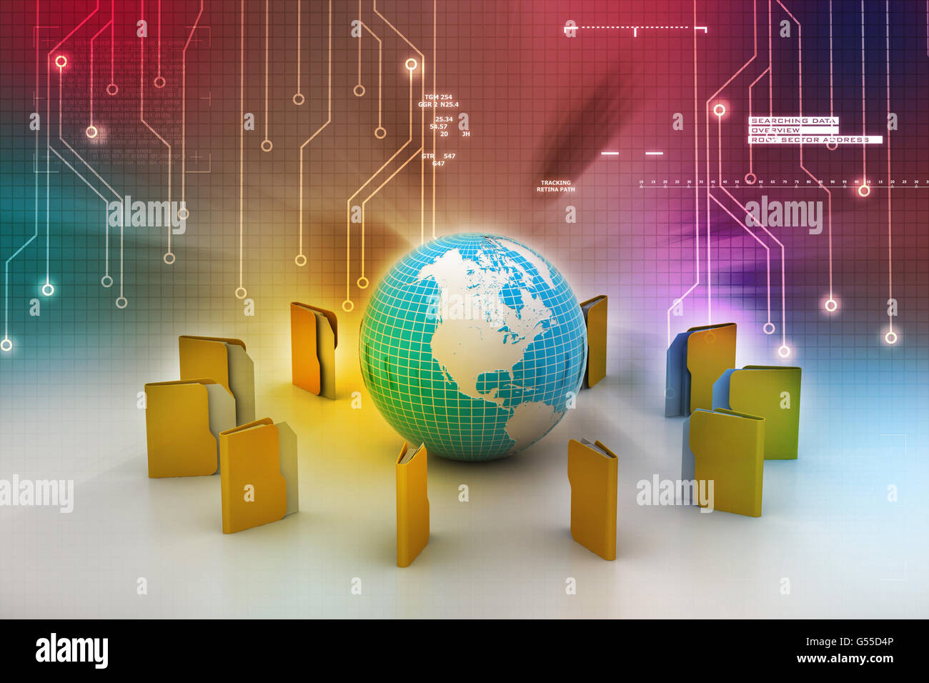 File folders around Earth Stock Photo - Alamy