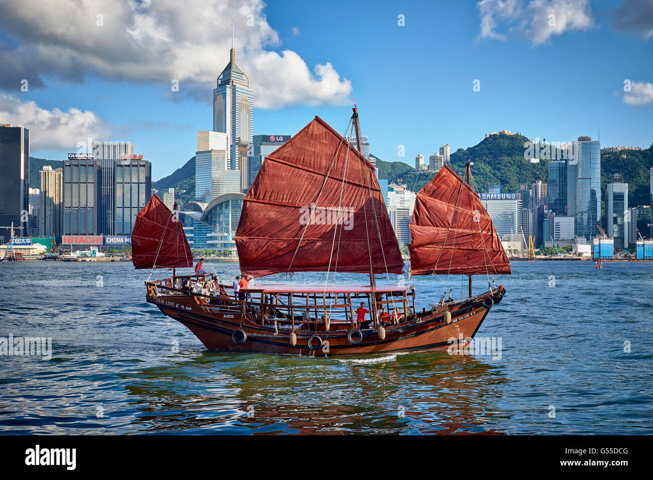 The DukLing, an authentic Chinese junk, doing a harbour cruise around ...
