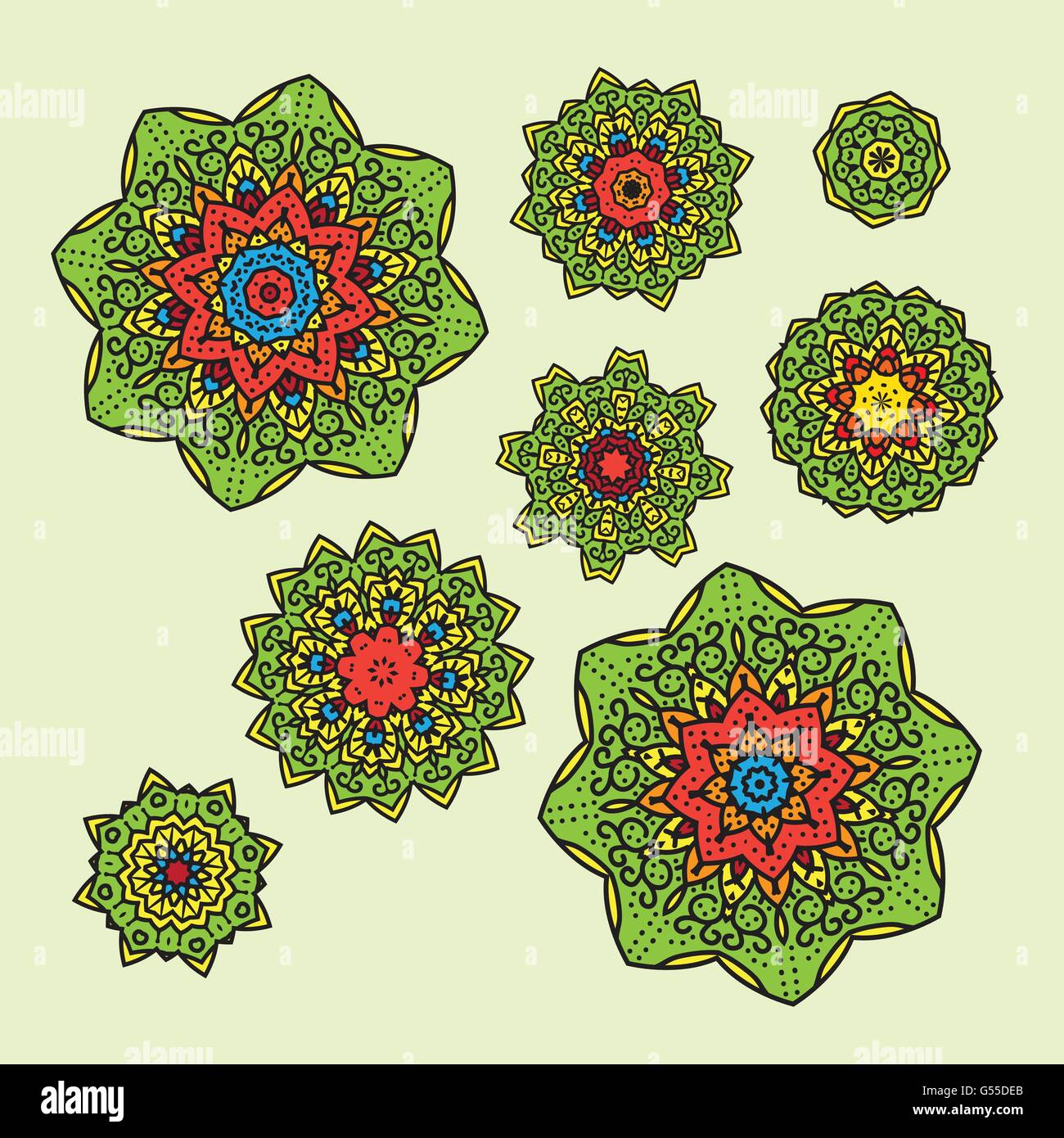 coloring mandalas patterns vector set design illustration Stock Vector ...