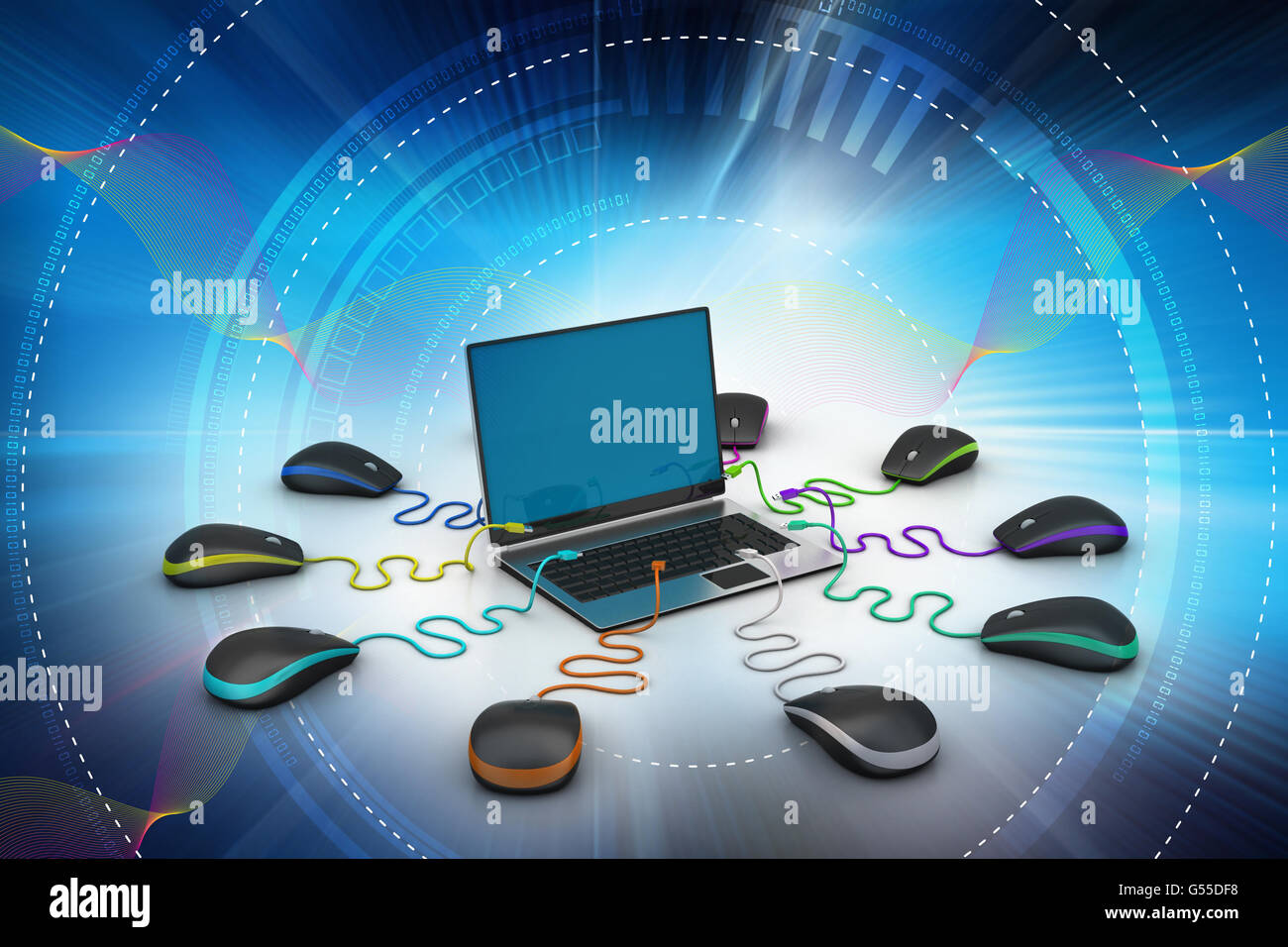 laptop computer around with mouse Stock Photo - Alamy