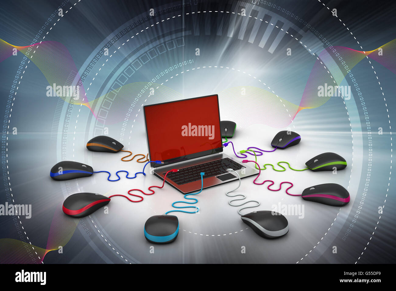 laptop computer around with mouse Stock Photo - Alamy