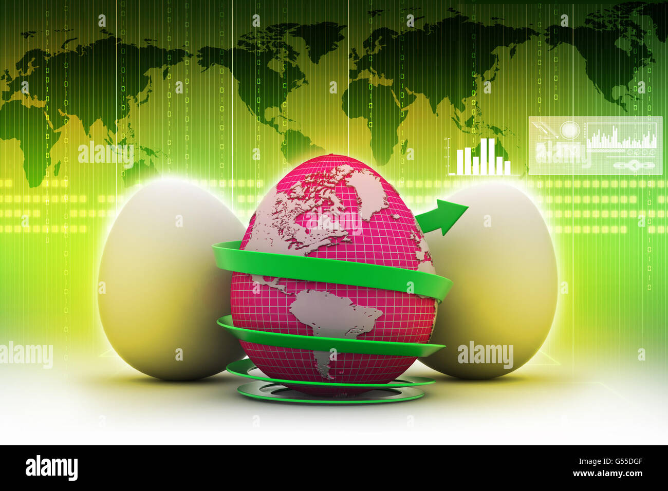 Global egg rounded with arrow Stock Photo - Alamy