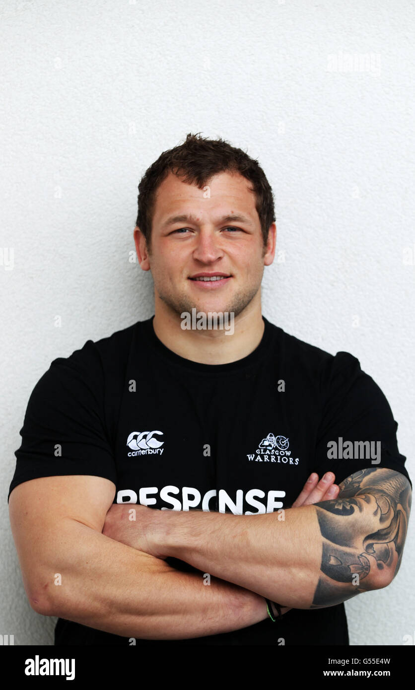 Glasgow warriors ryan grant photocall scotstoun stadium hi-res stock ...