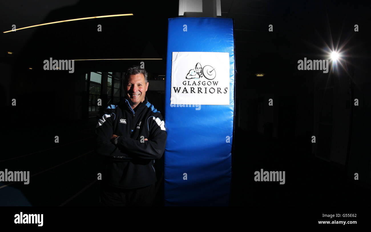 Rugby union glasgow warriors photocall scotstoun stadium hi-res stock ...