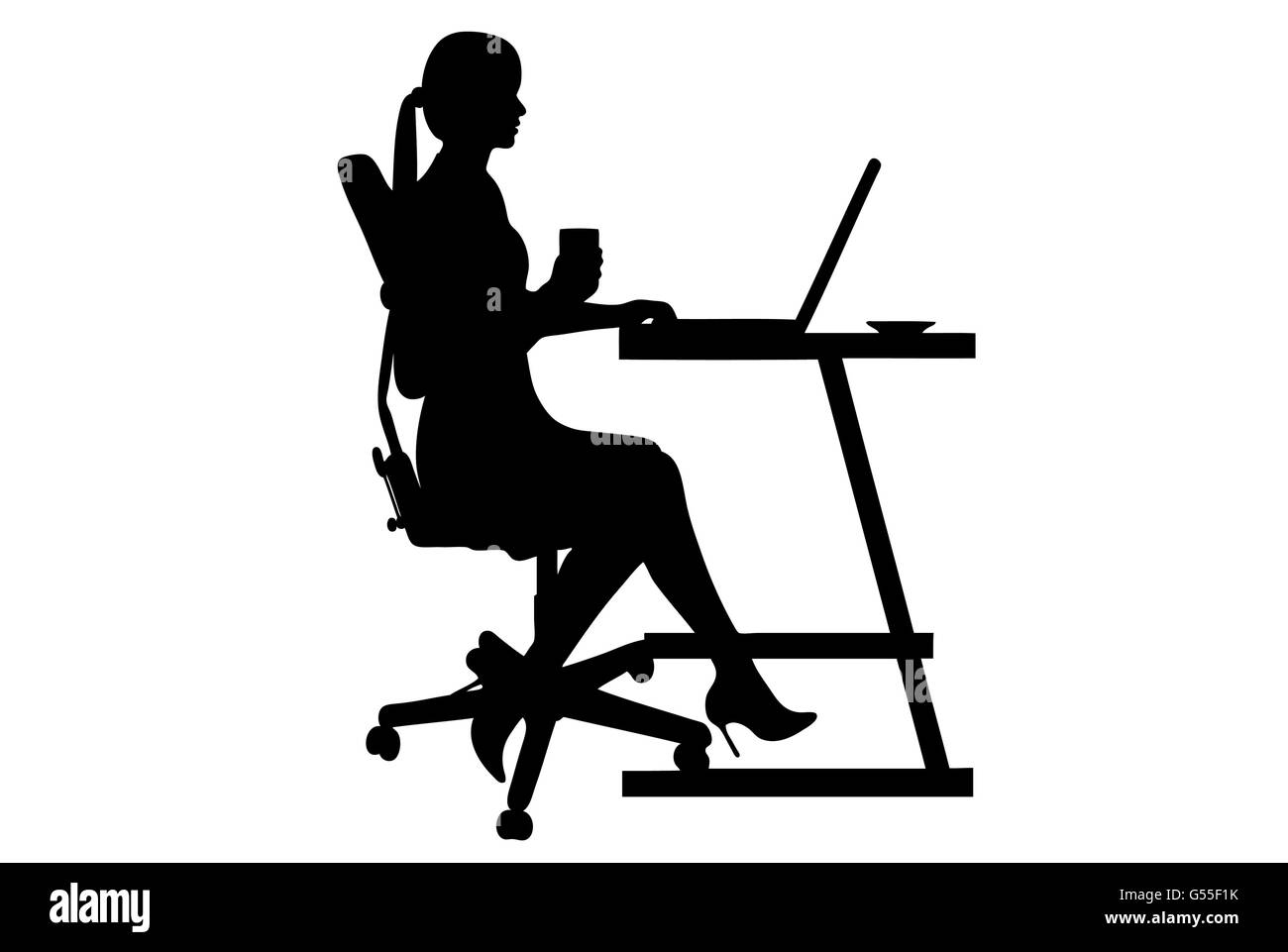 Woman At Desk Silhouette