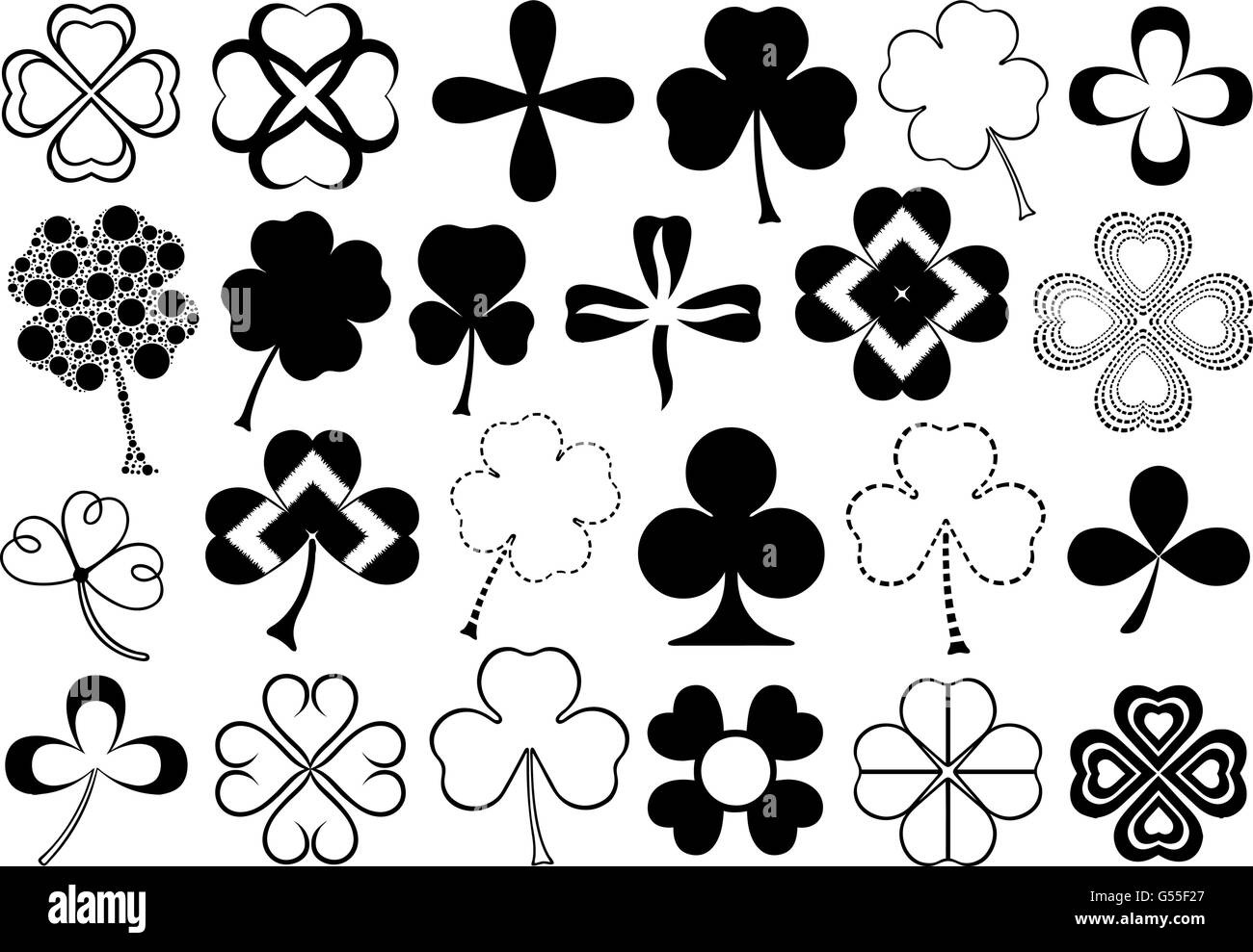 Three leaf clover Black and White Stock Photos & Images - Alamy