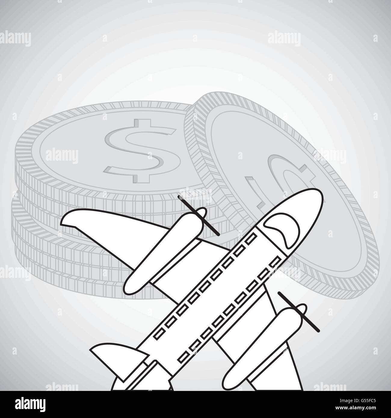 Money airplane coins icon Stock Vector Images - Alamy