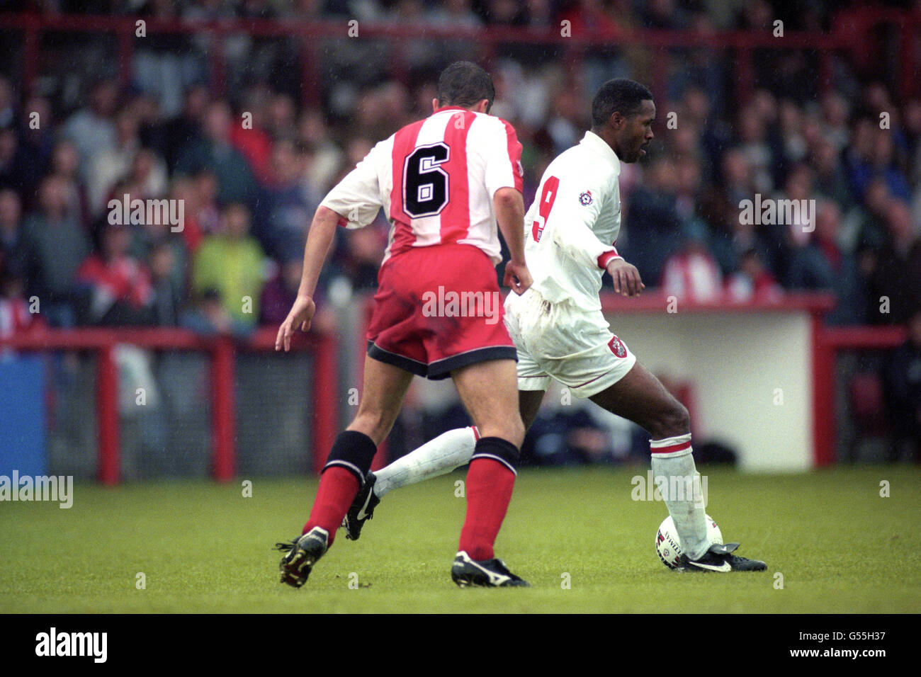 (L-R) Kyle Lightbourne, Walsall, and Barry Ashby, Brentford Stock Photo ...