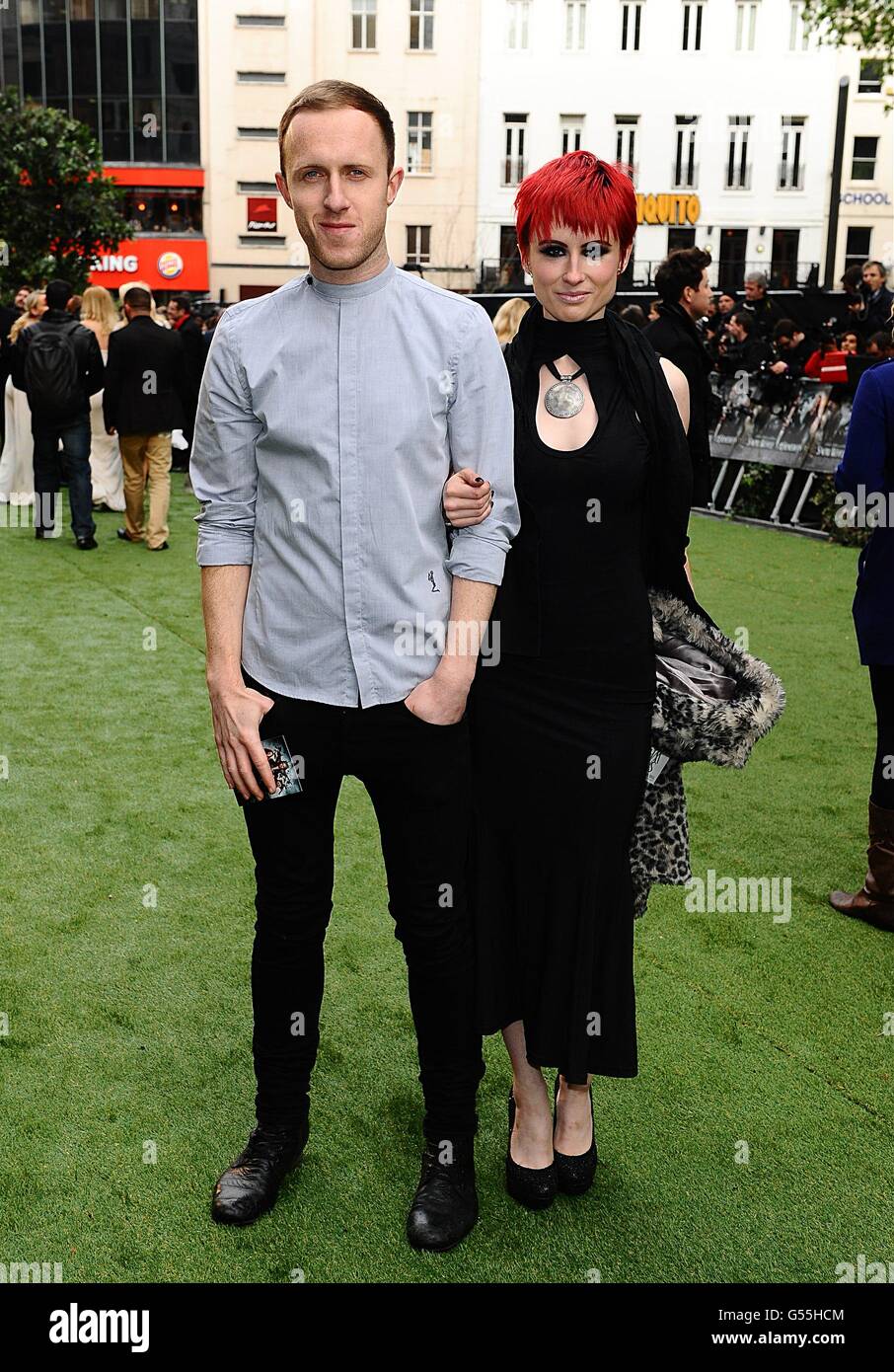 Jay Norton and J Marie Cooper arriving for the UK premiere of Snow ...