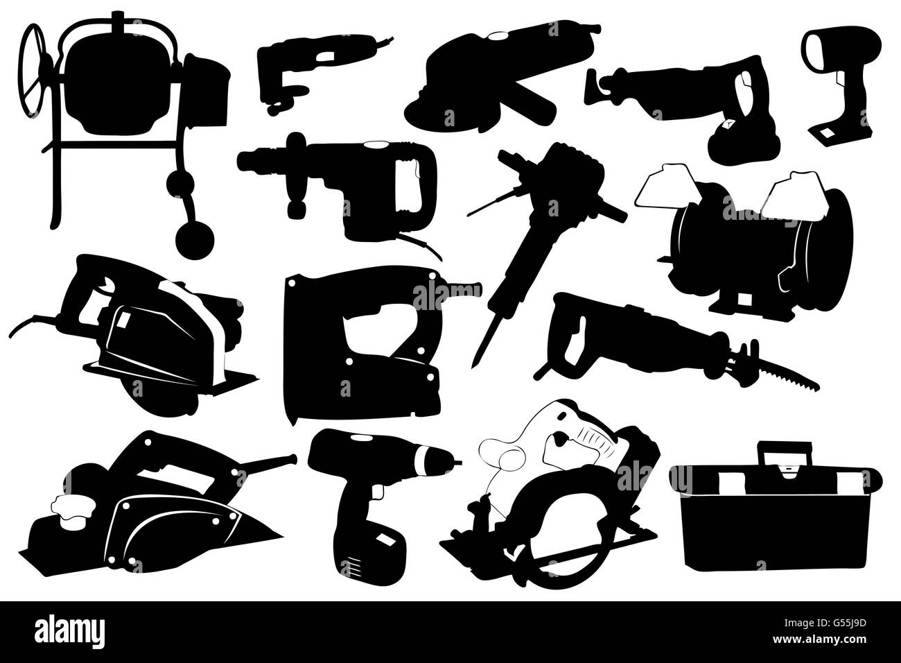 Toolbox electric hammer drill Cut Out Stock Images & Pictures - Alamy