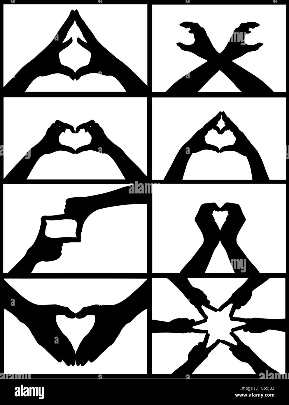 Gesture sign set Black and White Stock Photos & Images - Alamy