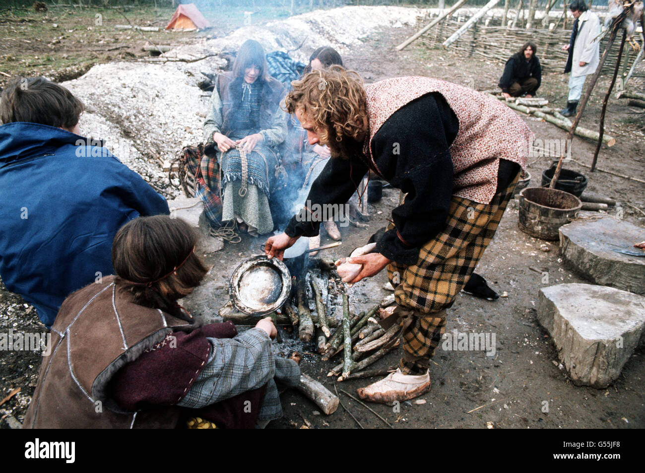 LIVING IN THE PAST : Part of the group of 15, all volunteers, who are ...