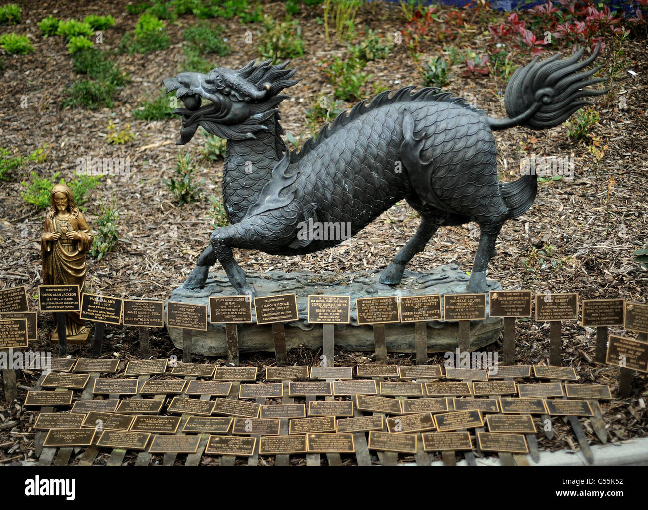 A general view of metal seized by police including a bronze dragon and ...