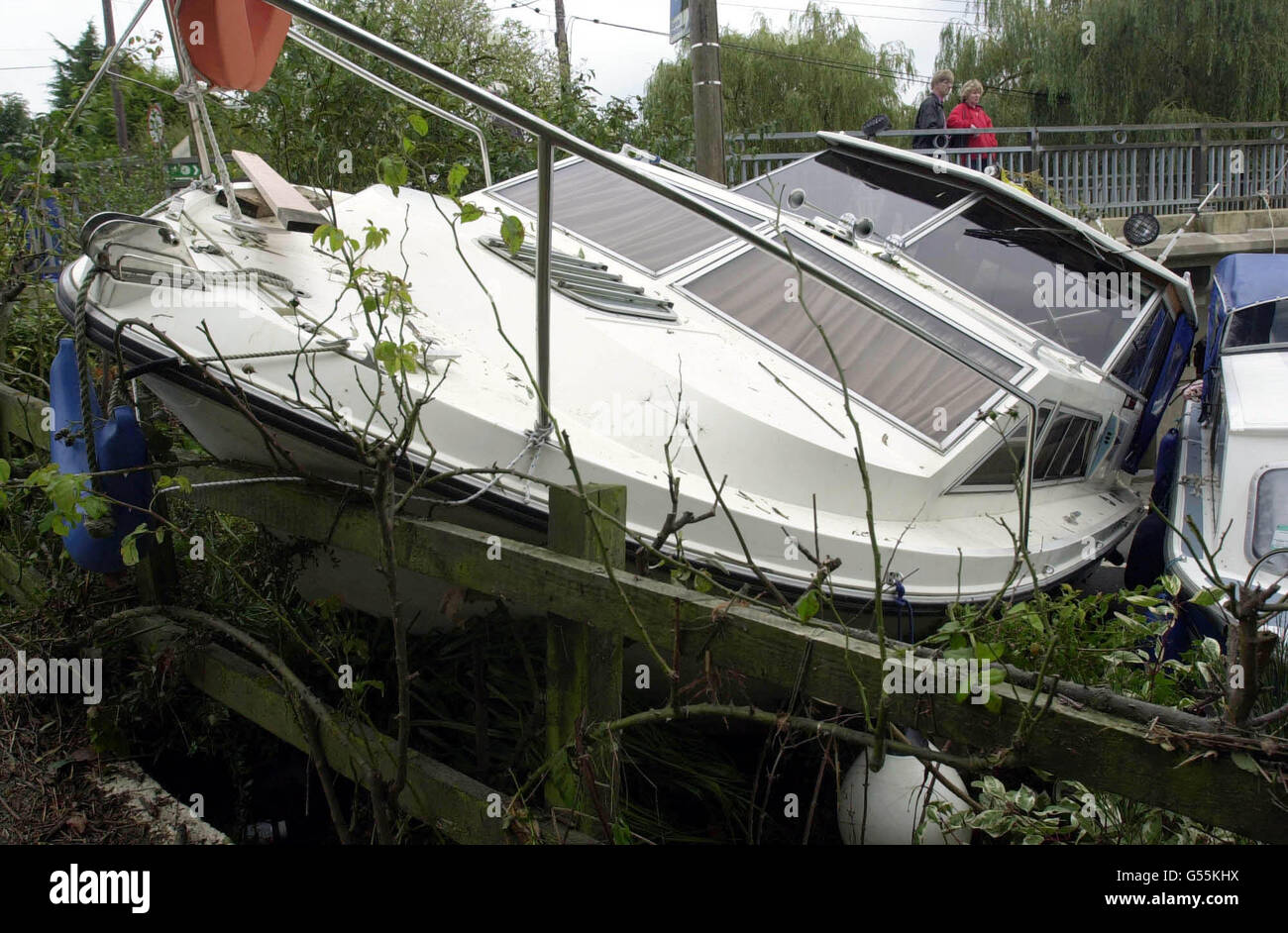Damage debris floods shipwrecked boat disaster hi-res stock photography ...