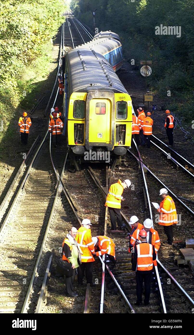 Virginia Water train derailment Stock Photo - Alamy