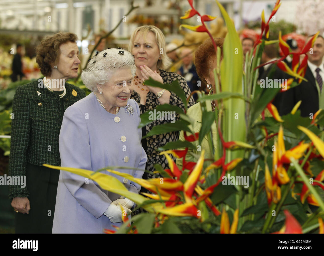 Queen Elizabeth II visits the Chelsea Flower Show in London Stock Photo ...