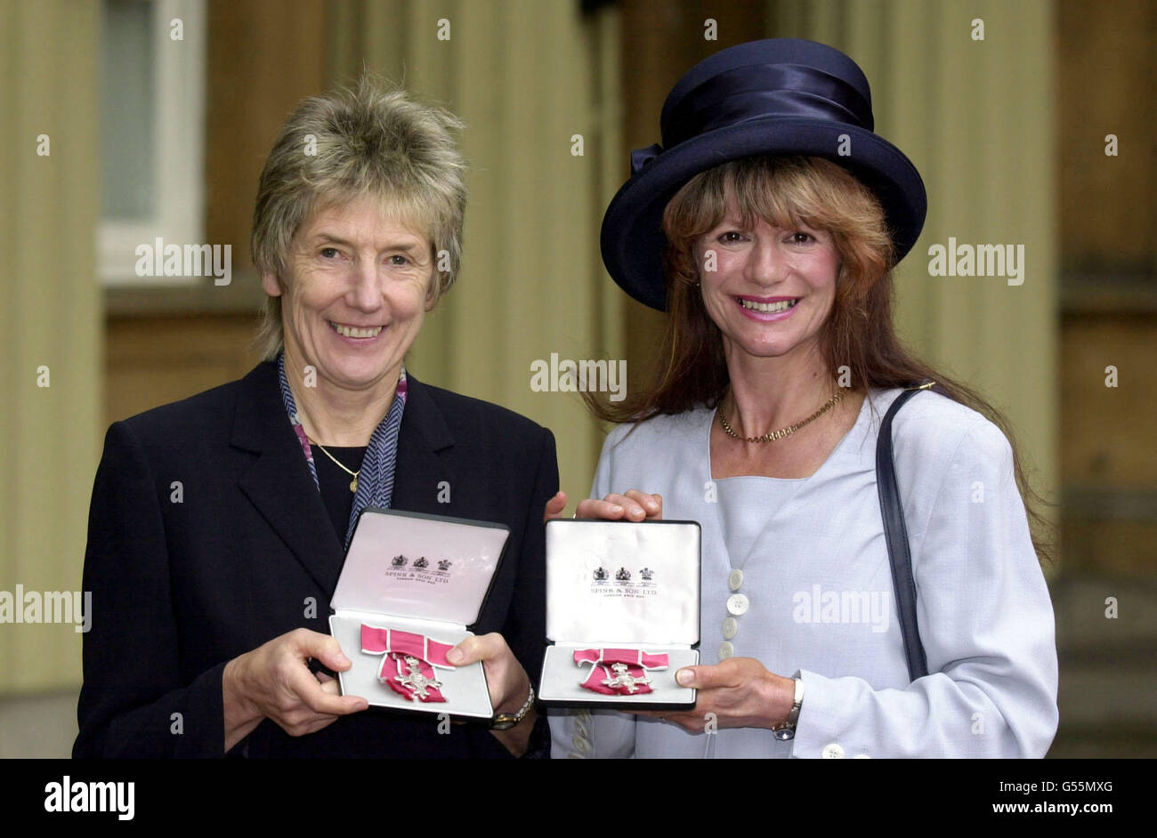 Mrs Carole Field, right, with Miss Susan Lopez at Buckingham Palace ...
