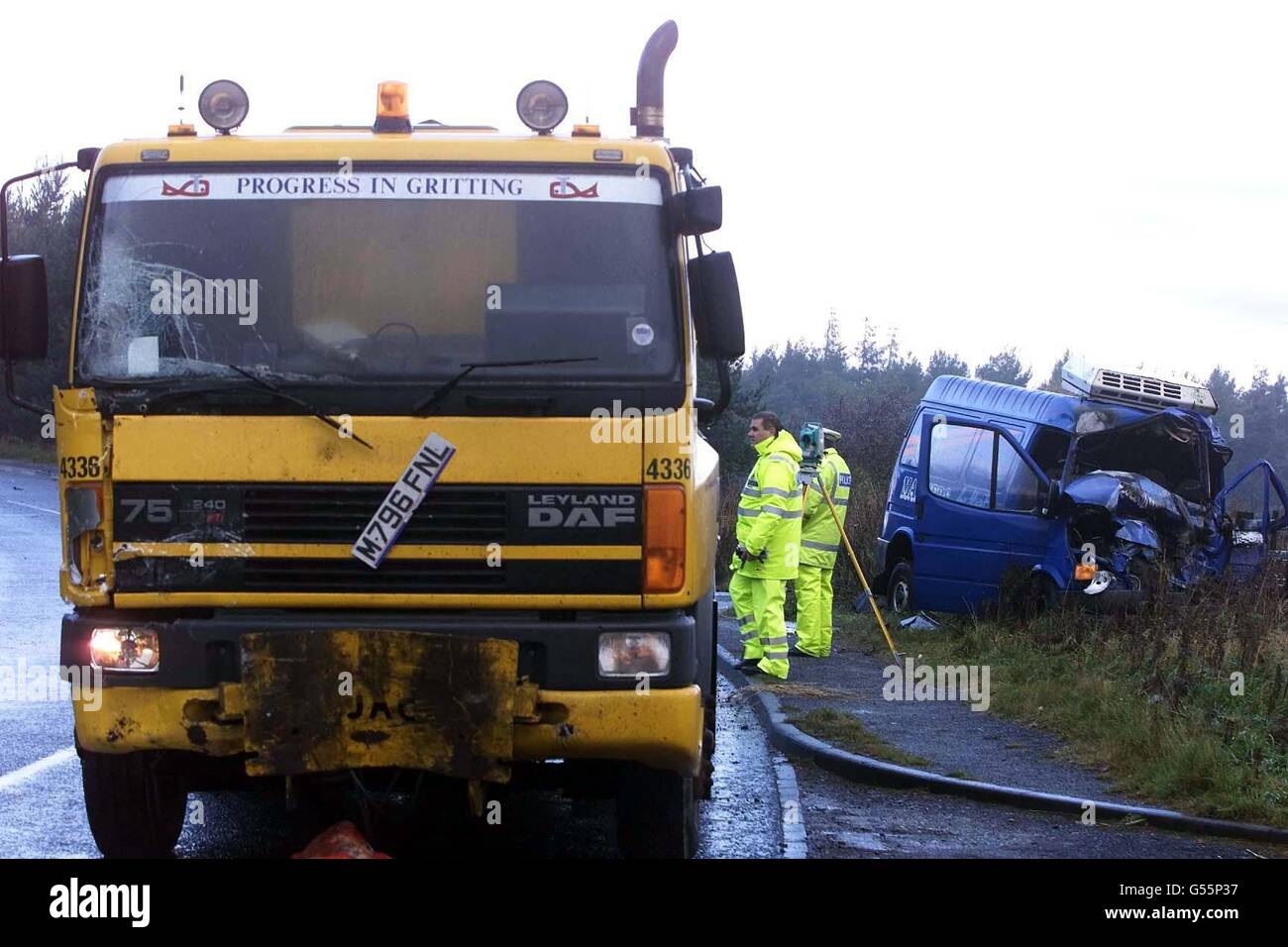A gritter lorry treating the roads after bad weather was involved in a ...