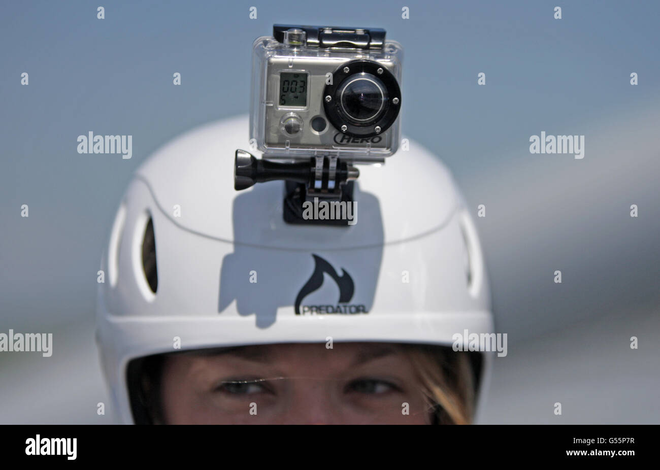 A general view of a gopro video camera worn by a tourist on the Etihad ...