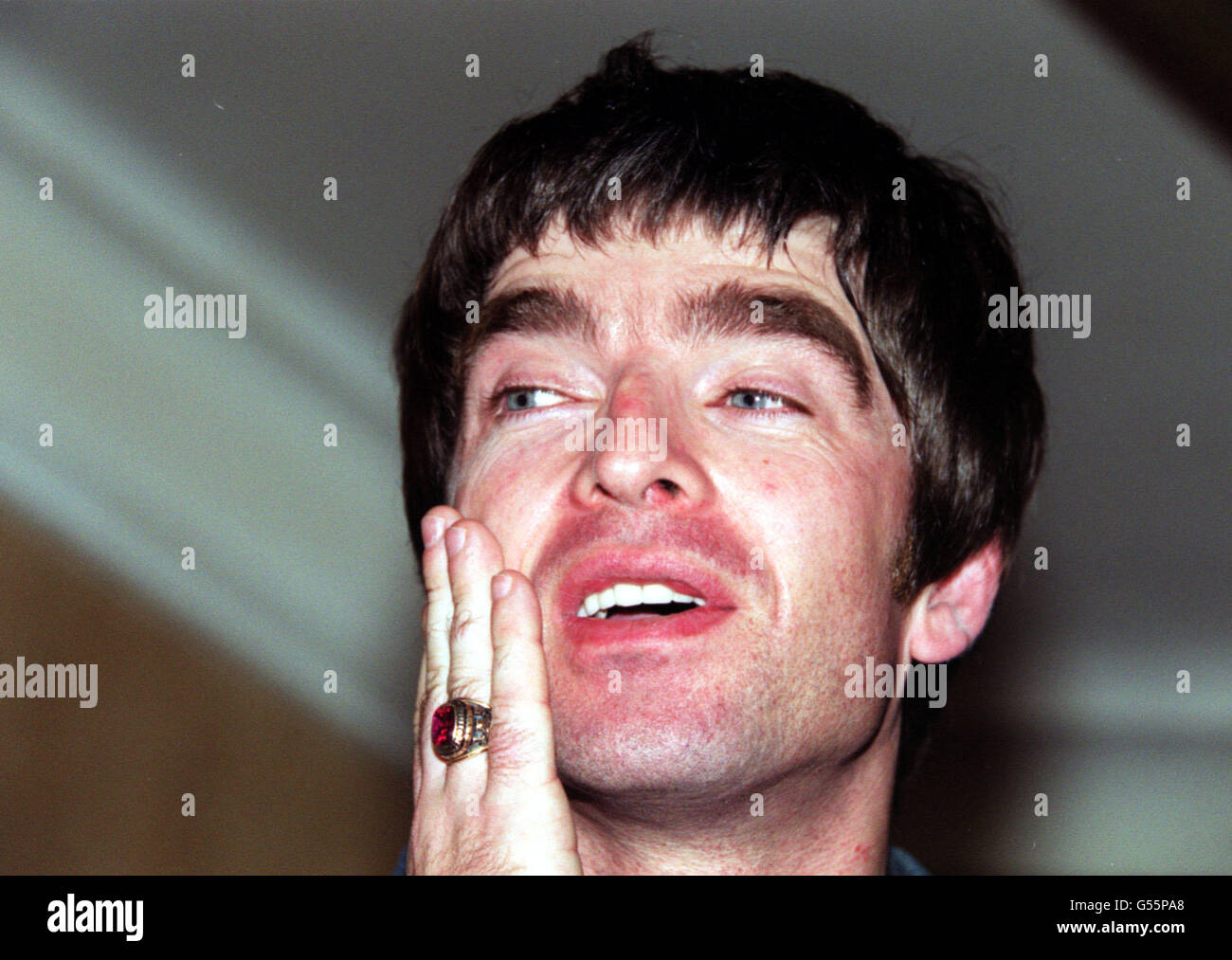 Oasis singer-songwriter Noel Gallagher at the Park Lane Hotel, central ...