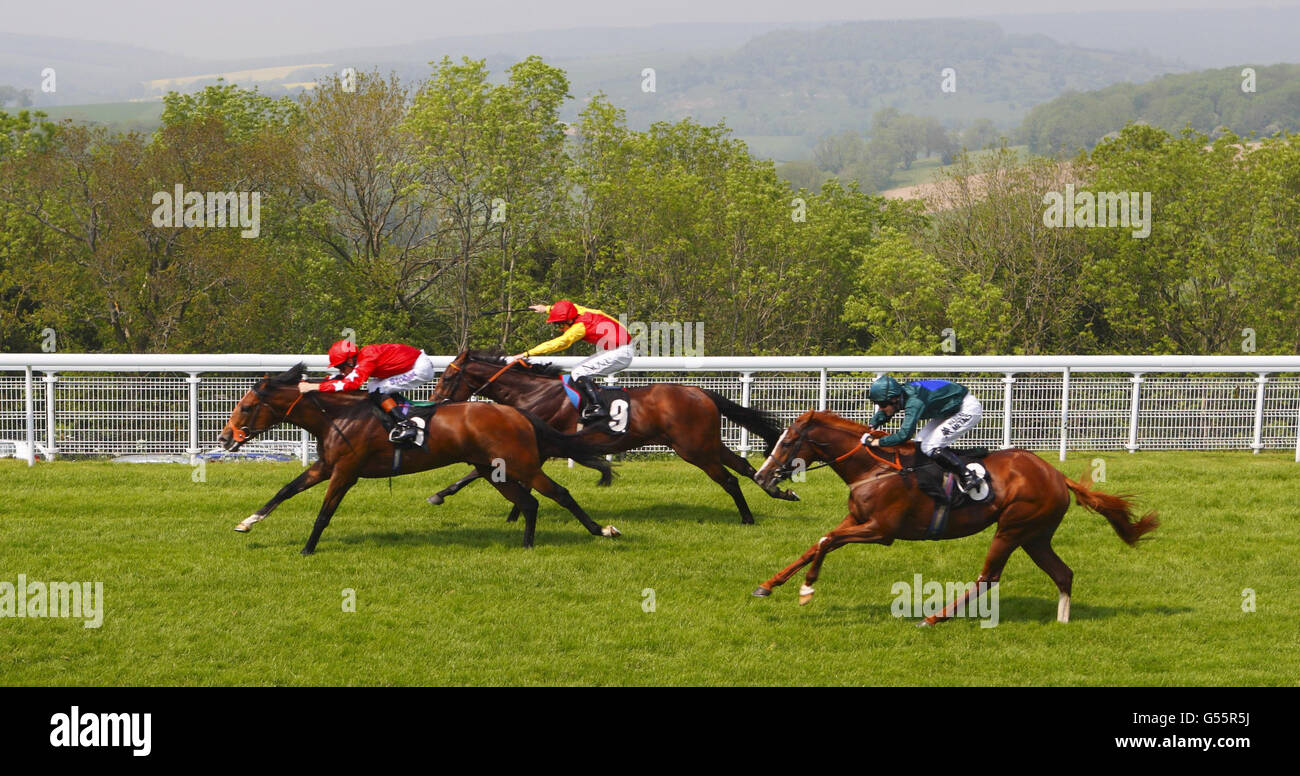 Richard Hughes (left) on Sir Alex Ferguson's horse Eurystheus coming ...