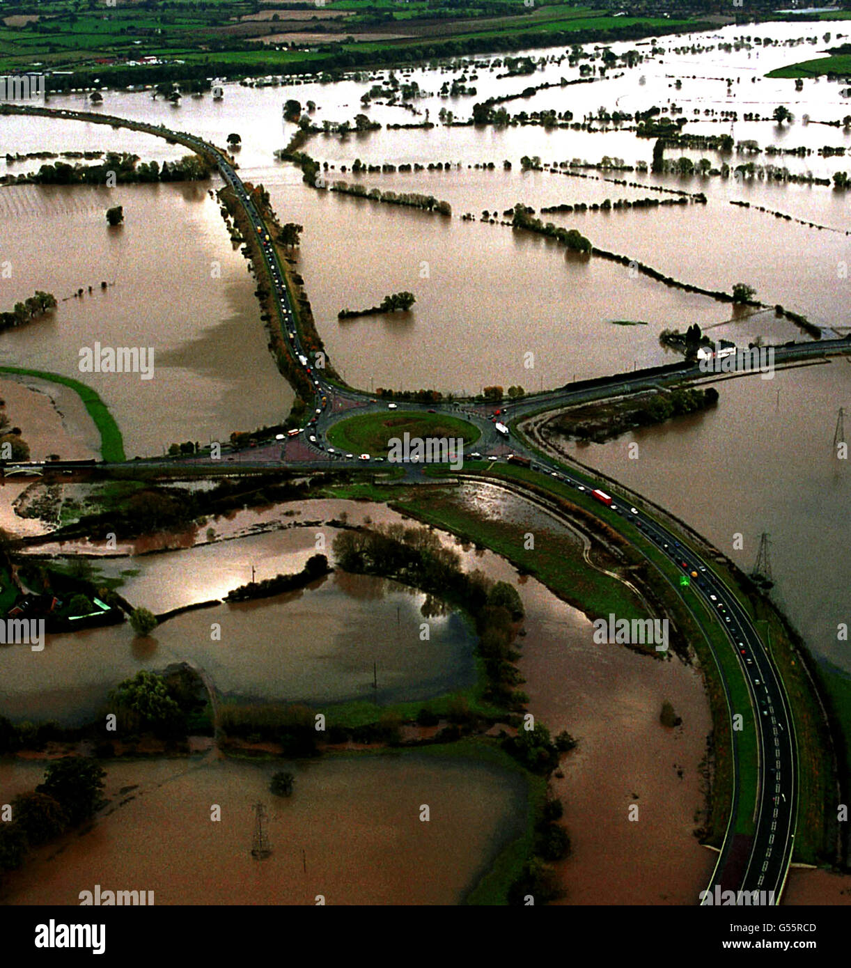 Aerial view of flooding in worcester hi-res stock photography and ...
