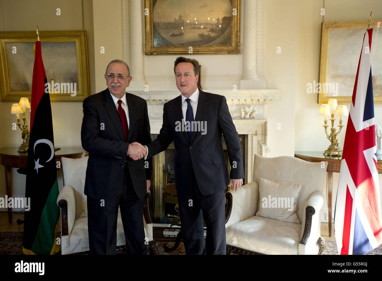 Cameron meets Libya PM Stock Photo - Alamy