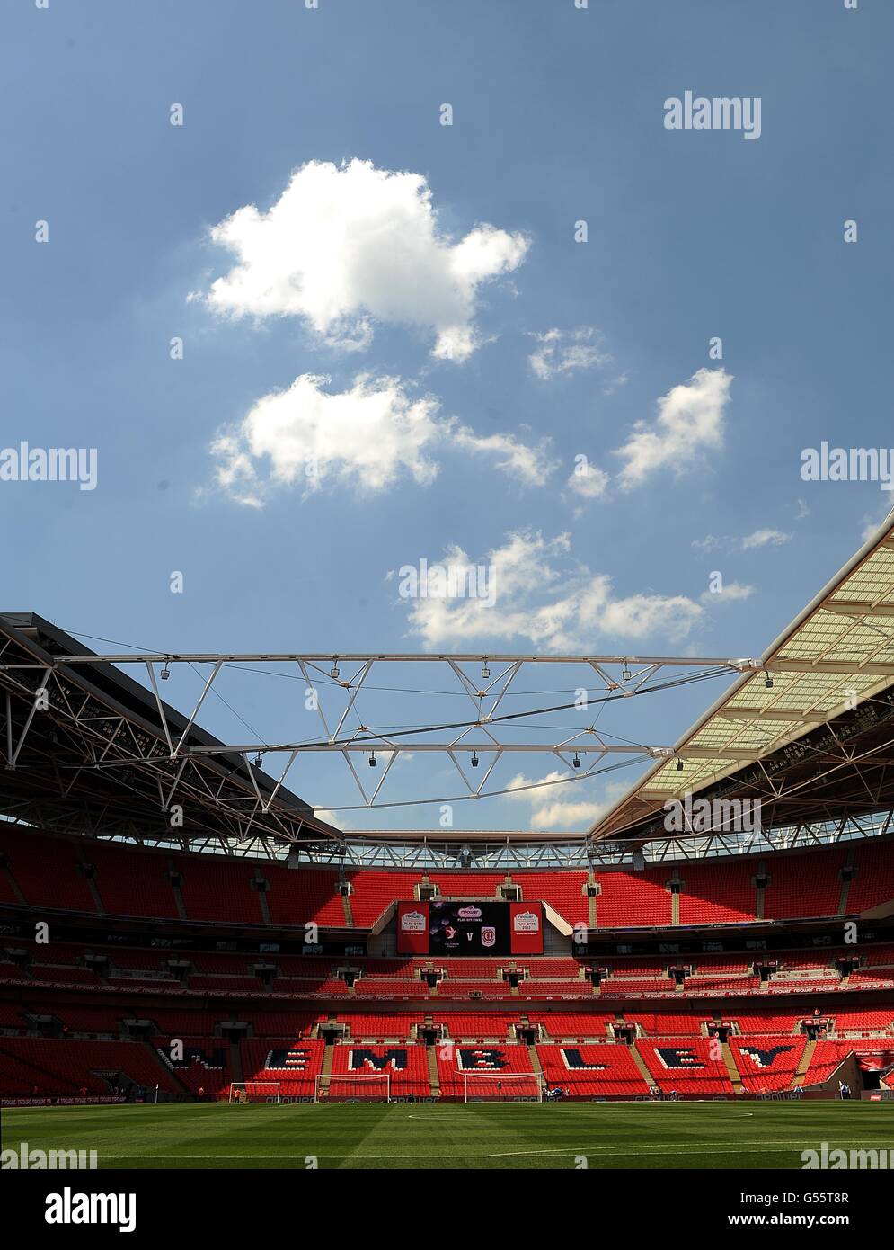 General view of wembley stadium with the roof open hi-res stock ...