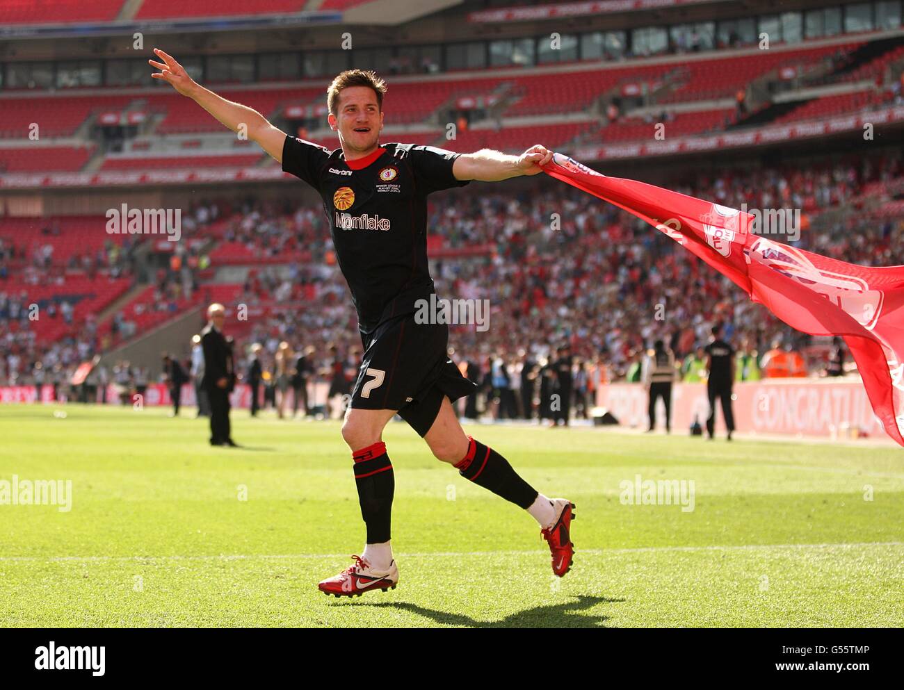 Crewe Alexandra's Lee Bell celebrates winning the npower Football ...