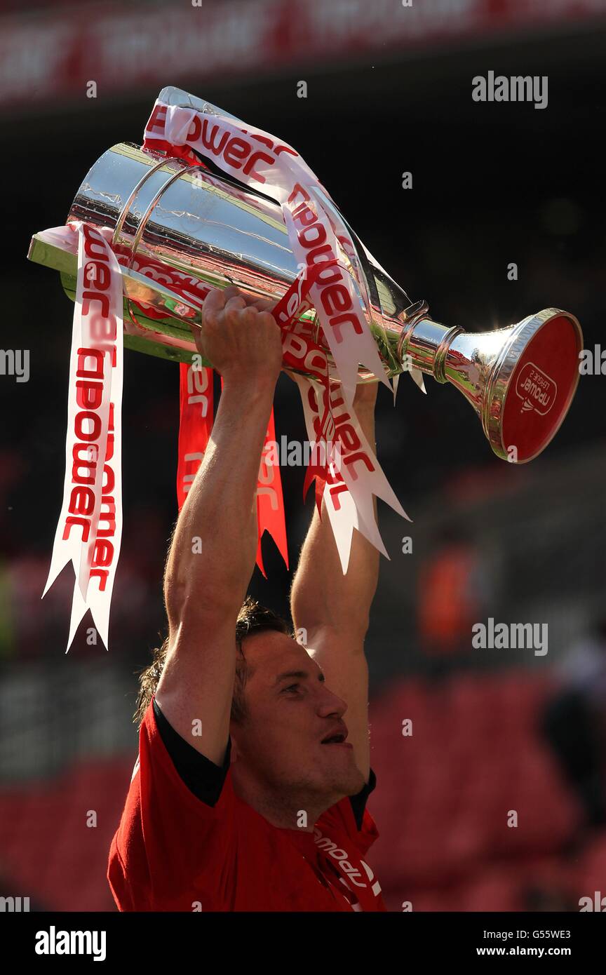 Crewe Alexandra's Lee Bell celebrates winning the npower Football ...