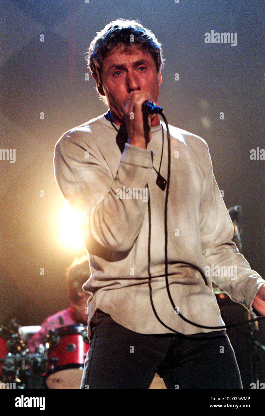 Roger Daltrey, lead singer of veteran rock band The Who, performing on ...