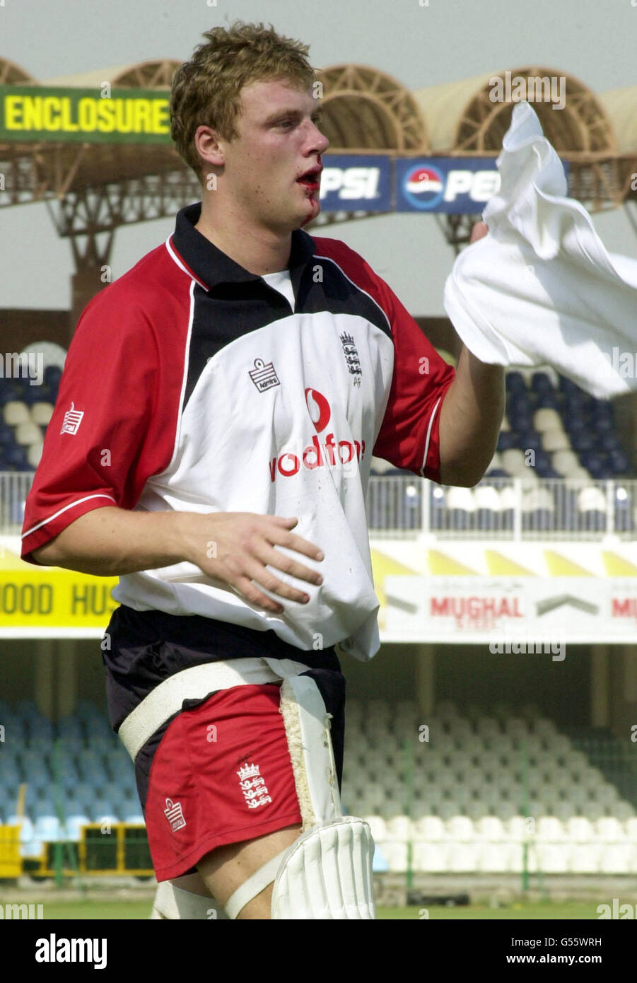 England training Flintoff injured Stock Photo - Alamy