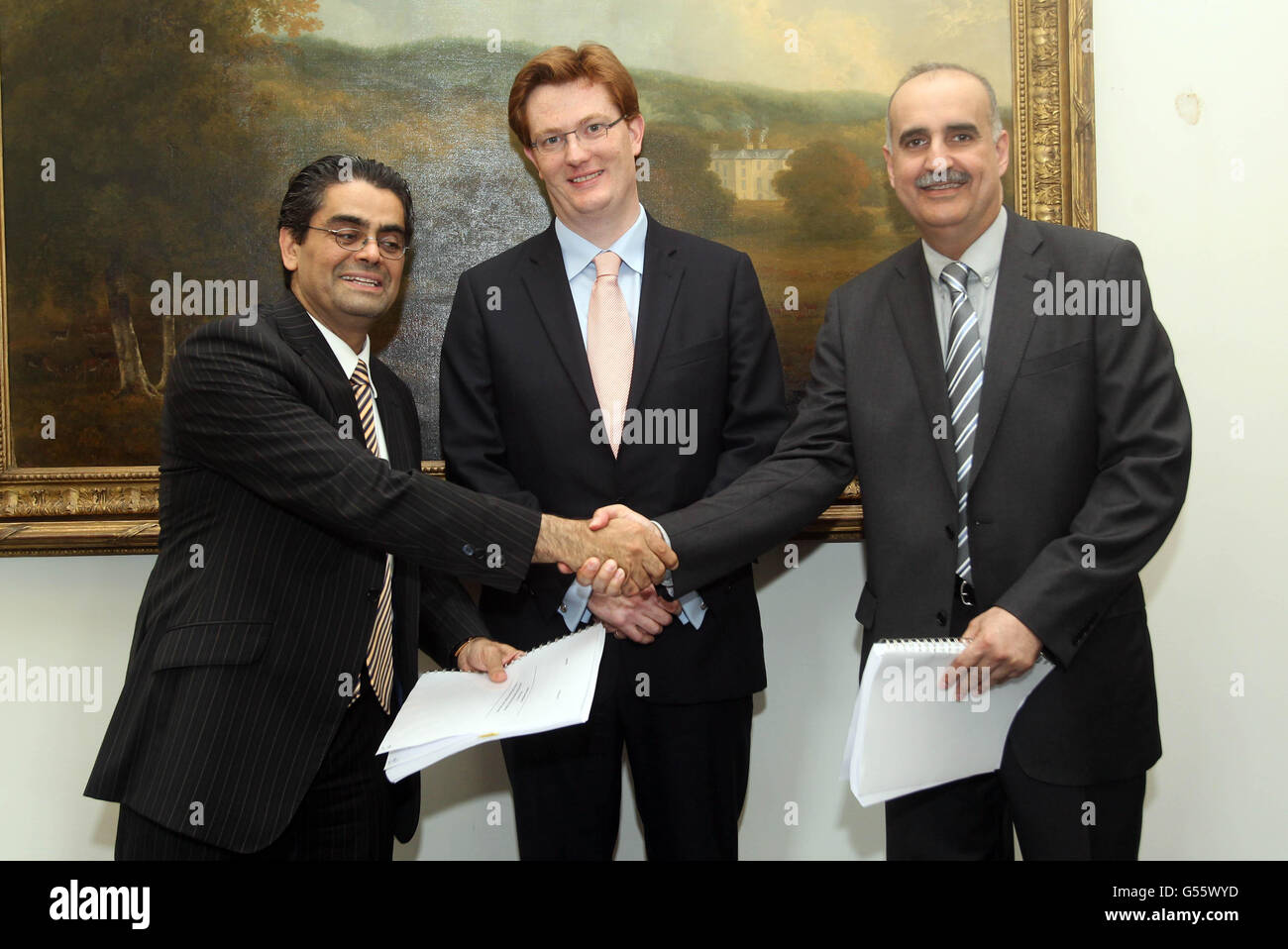 A signing ceremony of a major deal on North Sea oil investment with ...