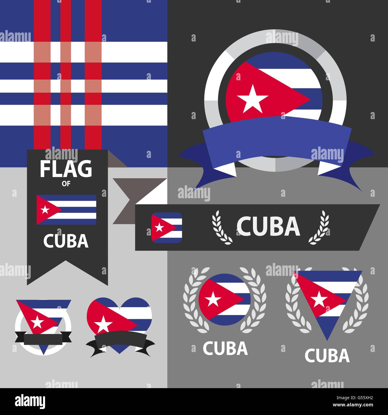 Set of Cuba flag, emblem and pattern background Stock Vector Image ...