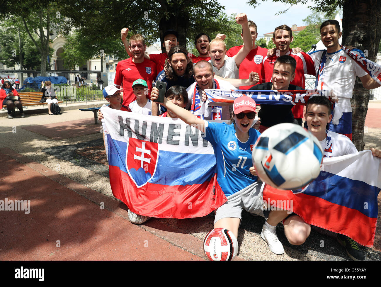 Slovakia fans in Saint-Etienne before the UEFA Euro 2016, Group B match ...
