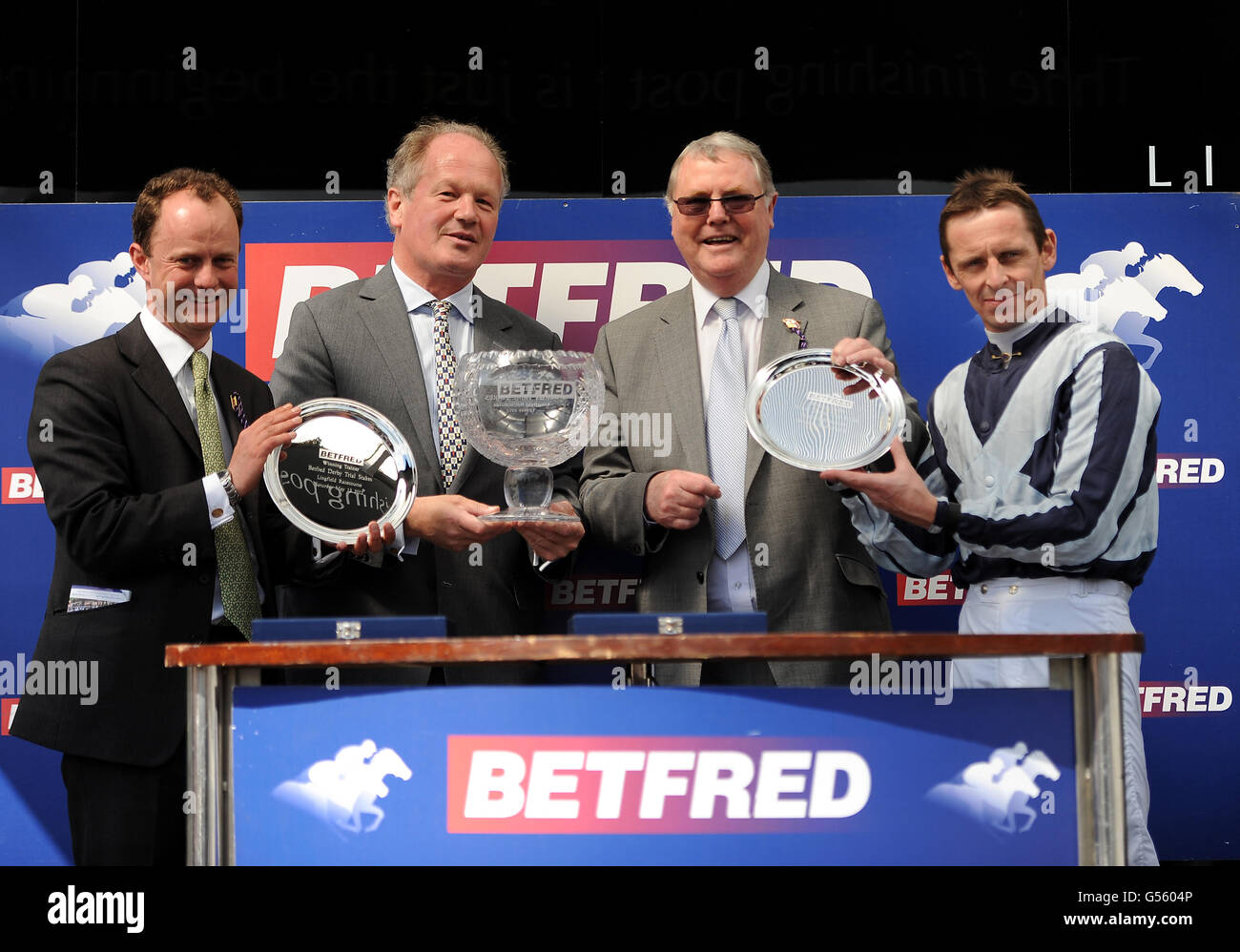Jockey Ted Durcan (right), trainer David Lanigan (left) and winning ...