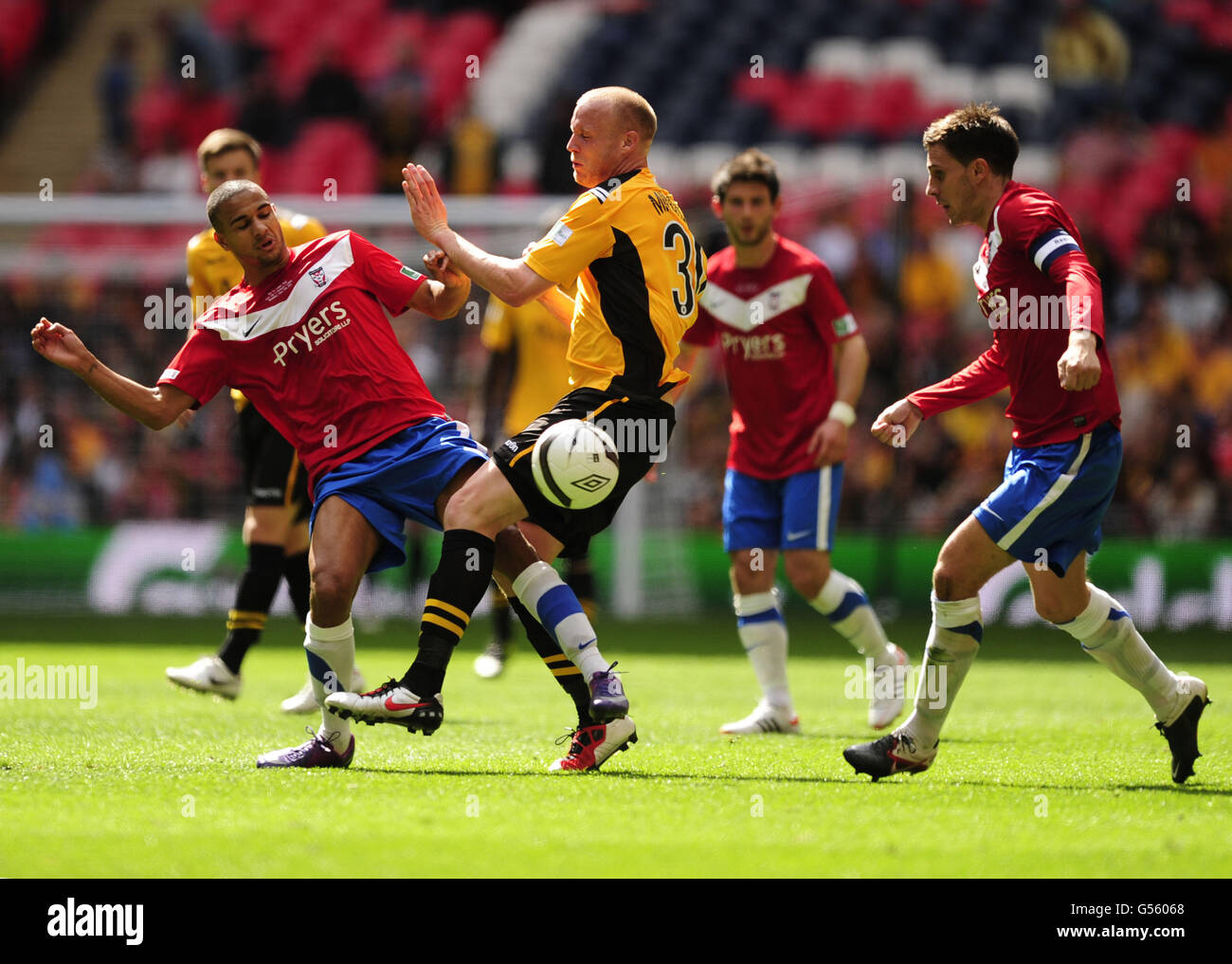 Newport County's Lee Minshull and York City's James Meredith battle for ...